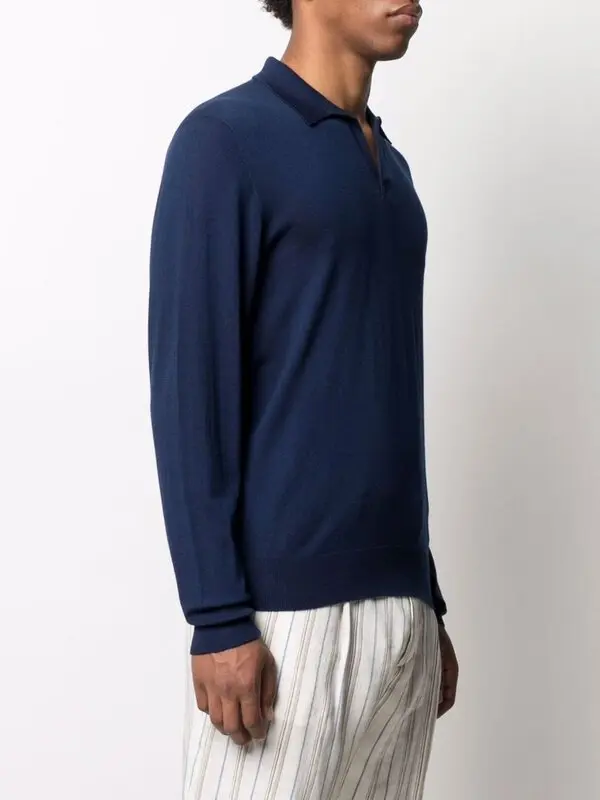 Sease Long-sleeved Knitted Polo Shirt