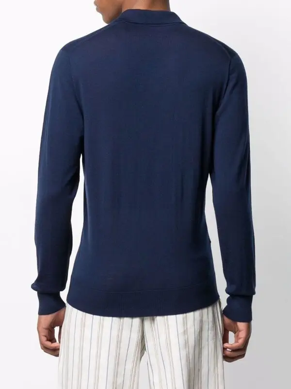 Sease Long-sleeved Knitted Polo Shirt