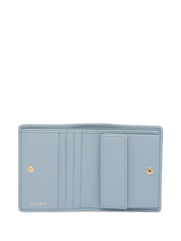 Miu Miu Small Matelassé Leather Wallet - Blue | Editorialist