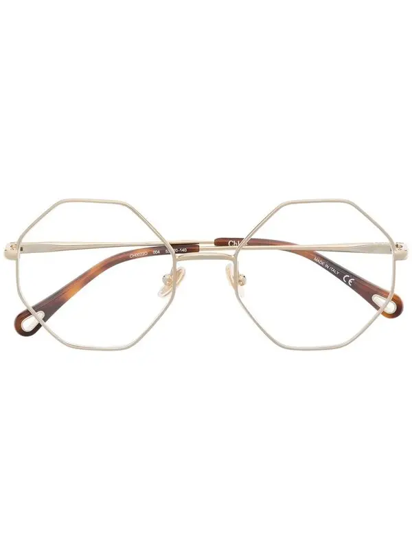 Chloé Hexagonal Frame Eyeglasses - Gold
