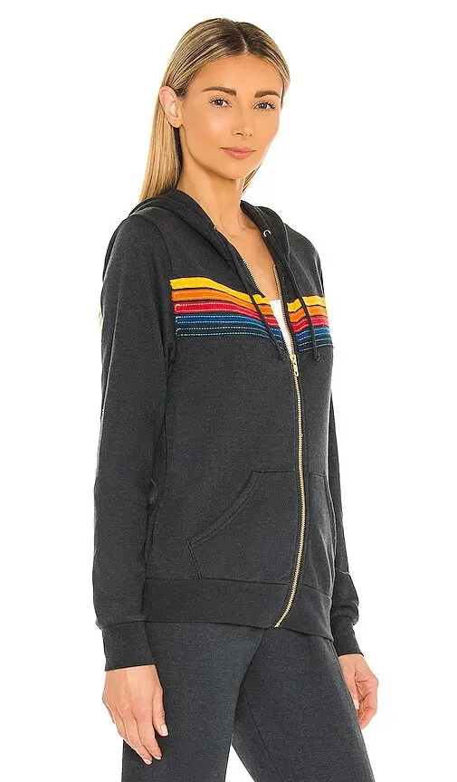 Aviator Nation 5 Stripe Full Zip Hoodie