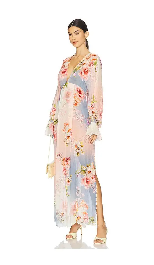 Hemant & Nandita X Teien Caftan In Pink - Blue & Pink Floral