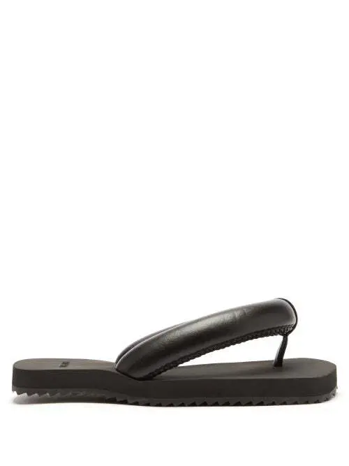 YUME YUME Suki Padded Faux-leather Flip Flops - Black | Editorialist