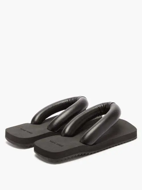 YUME YUME Suki Padded Faux-leather Flip Flops - Black | Editorialist