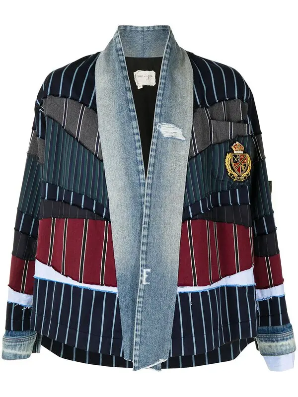 GREG LAUREN Patchwork Long-sleeved Jacket - Multicolour