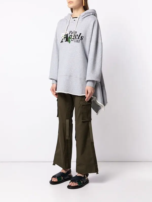 Palm Angels Logo-print Handkerchief Hem Hoodie