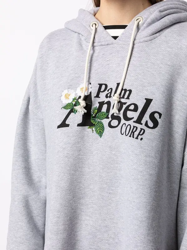 Palm Angels Logo-print Handkerchief Hem Hoodie