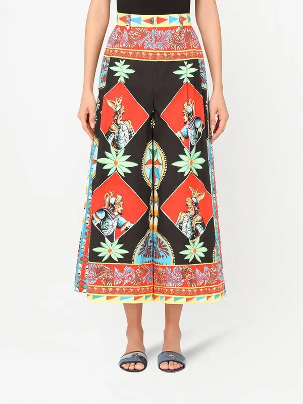 Dolce & Gabbana Carretto-print Wide-leg Trousers