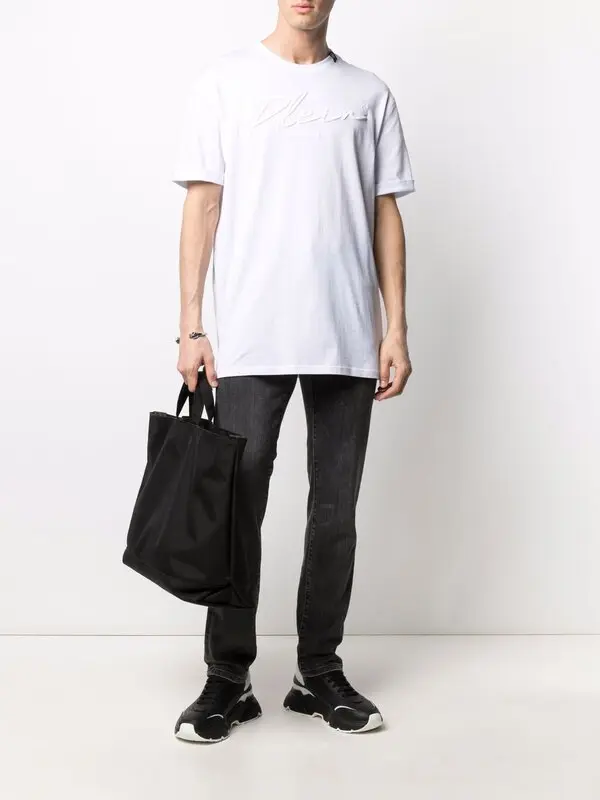 Philipp Plein Logo-embroidered Cotton T-shirt - White