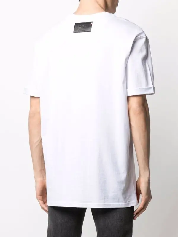 Philipp Plein Logo-embroidered Cotton T-shirt - White
