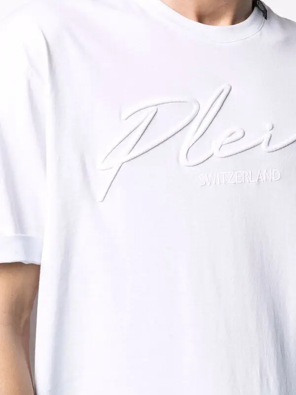 Philipp Plein Logo-embroidered Cotton T-shirt - White
