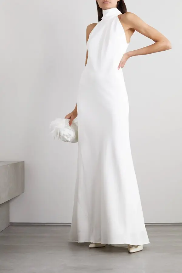 Galvan Sienna Crepe Halterneck Gown