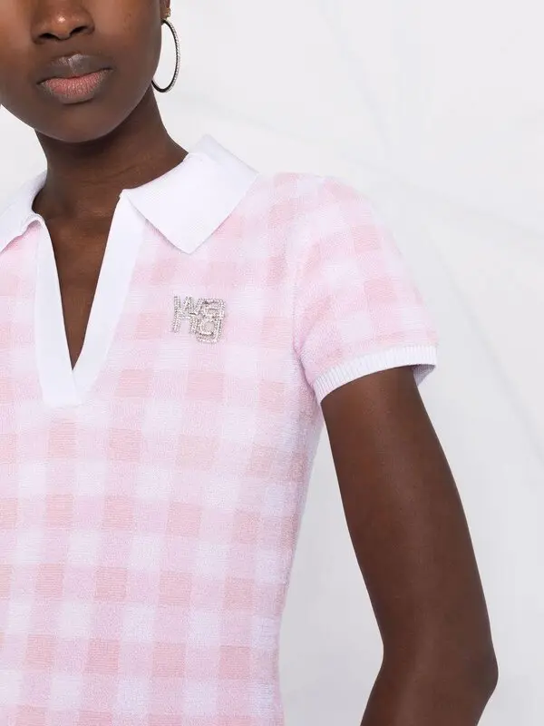 Alexander Wang Gingham-Print Polo Dress In Pink - 15% Off