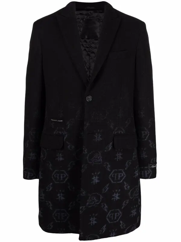 Philipp Plein Monogram Jacquard Coat - Black