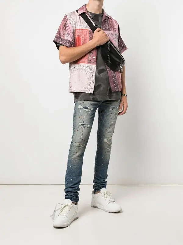 PURPLE BRAND Paint-splatter Distressed-effect Jeans