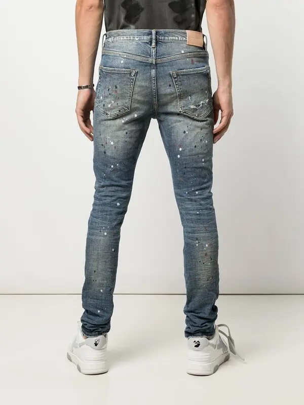 PURPLE BRAND Paint-splatter Distressed-effect Jeans