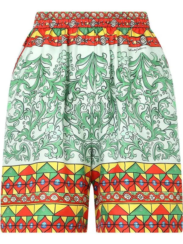 Dolce & Gabbana Carretto-print Twill Shorts - Blue