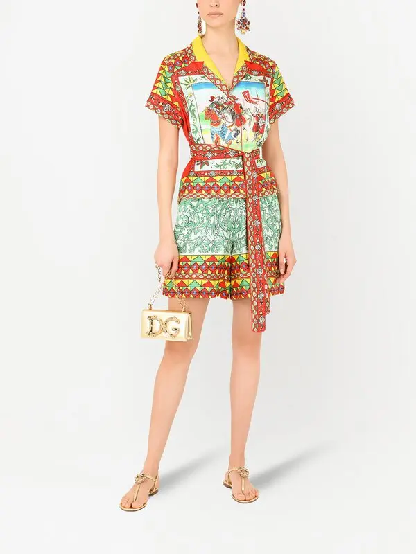 Dolce & Gabbana Carretto-print Twill Shorts - Blue