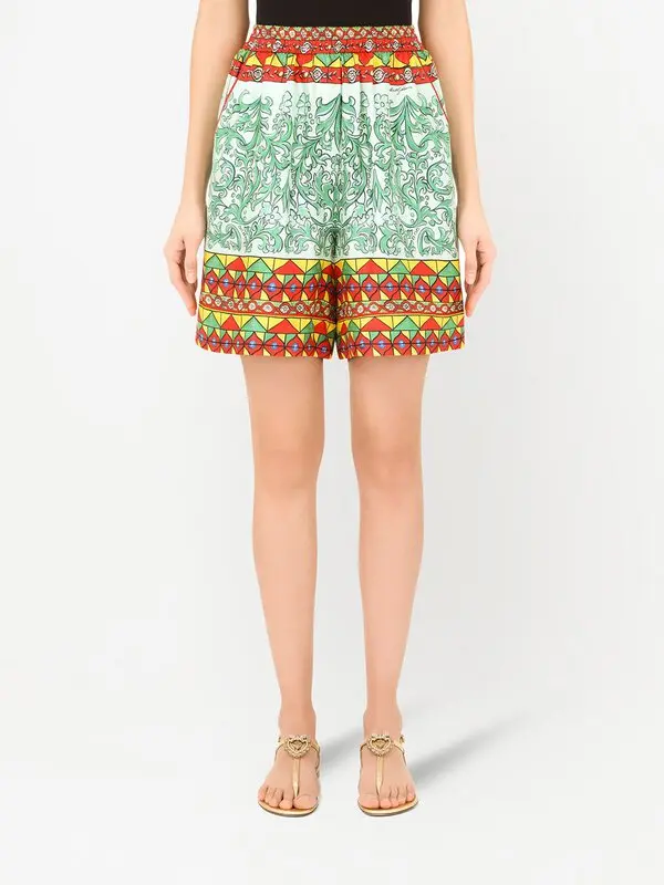 Dolce & Gabbana Carretto-print Twill Shorts - Blue