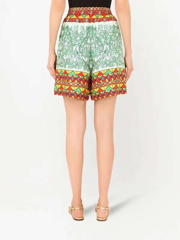 Dolce & Gabbana Carretto-print Twill Shorts - Blue
