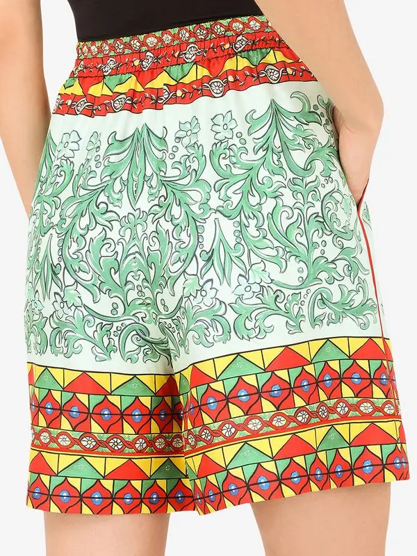 Dolce & Gabbana Carretto-print Twill Shorts - Blue