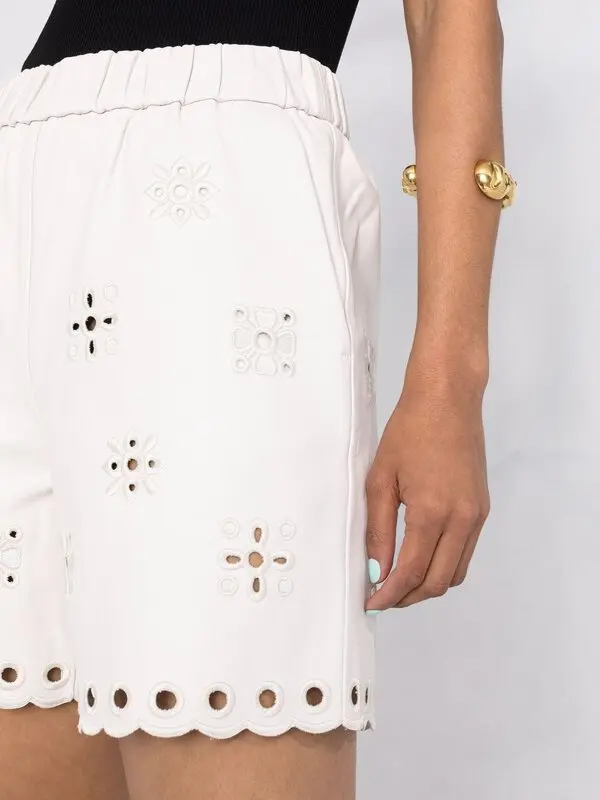 Red Valentino Broderie Lambskin Shorts