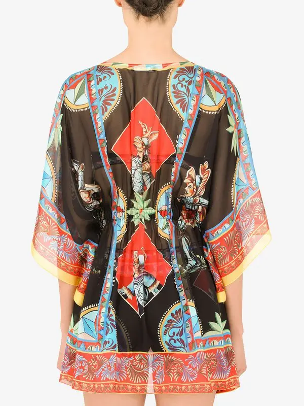 Dolce & Gabbana Carretto-print Chiffon Kaftan - Black