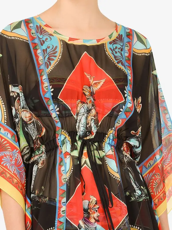 Dolce & Gabbana Carretto-print Chiffon Kaftan - Black