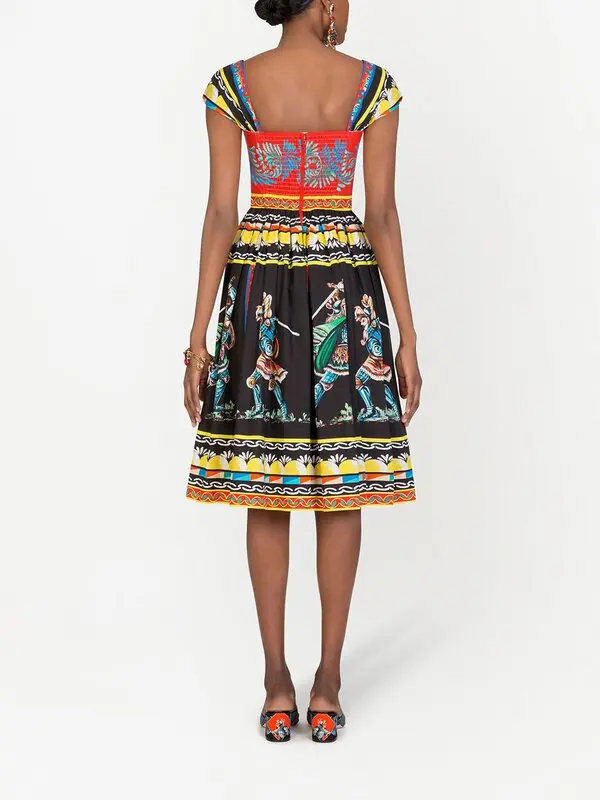 Dolce & Gabbana Carretto-print Bustier Midi Dress