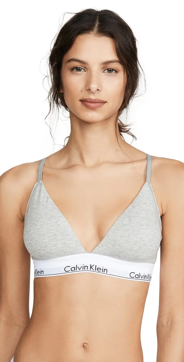 Calvin Klein Modern Cotton Lightly Lined Triangle Bralette - Grey
