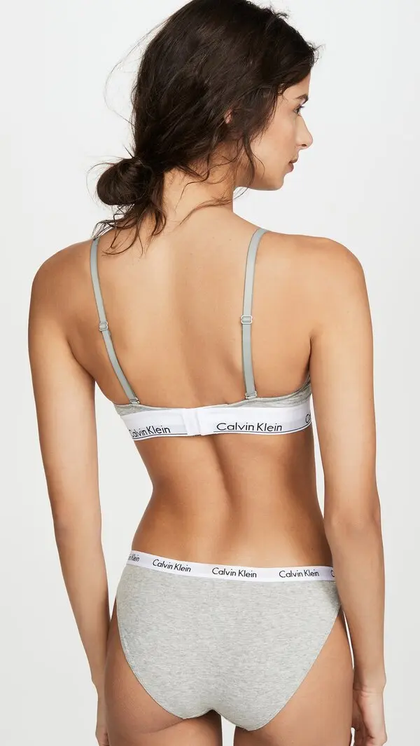 Calvin Klein Modern Cotton Lightly Lined Triangle Bralette - Grey