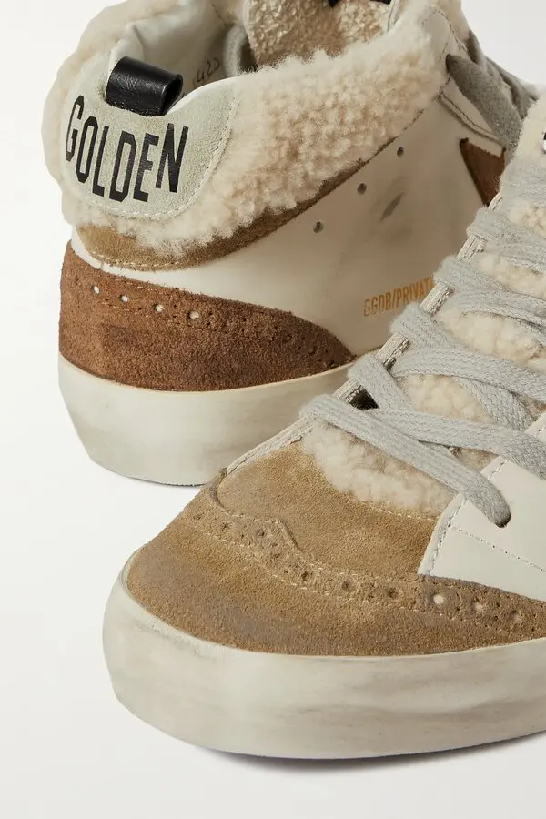 GOLDEN GOOSE Mid Star Distressed Sneakers - Neutrals