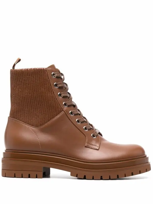 GIANVITO ROSSI Martis 20 Ribbed Combat Boots - Brown