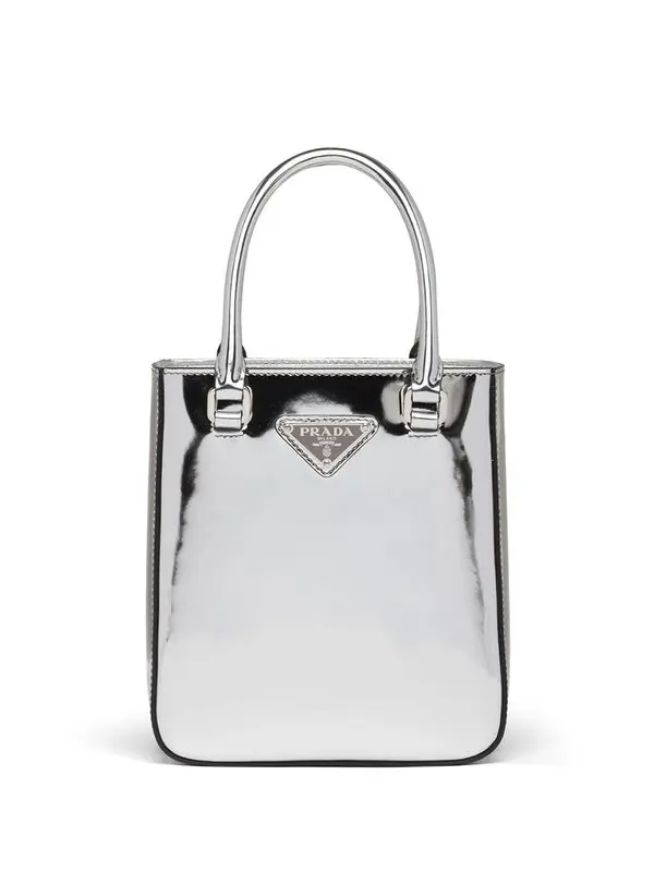 Prada Small Triangle Plaque Tote Bag