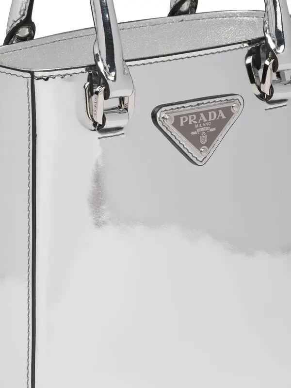 Prada Small Triangle Plaque Tote Bag