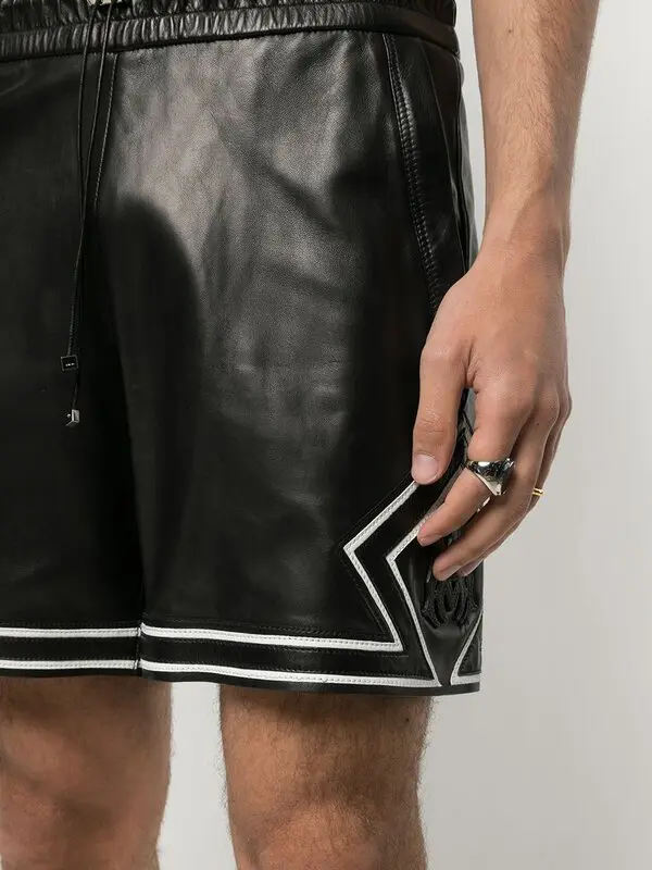 Amiri Appliqué-logo Leather Shorts