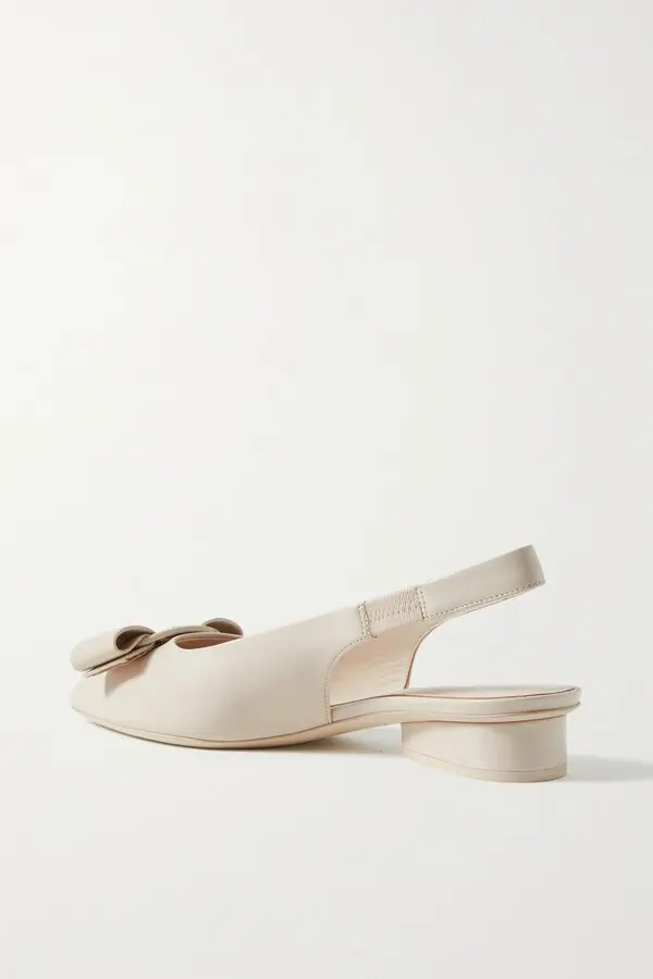 FERRAGAMO Viva Bow-embellished Leather Slingback Point-toe Pumps