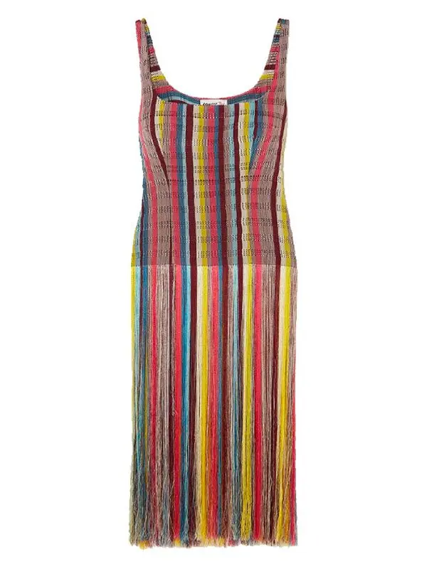 KENNETH IZE Fringed Striped Woven Top