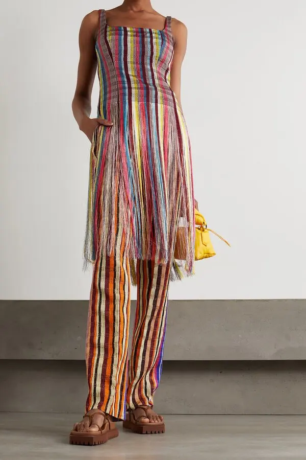 KENNETH IZE Striped Woven Straight-leg Pants