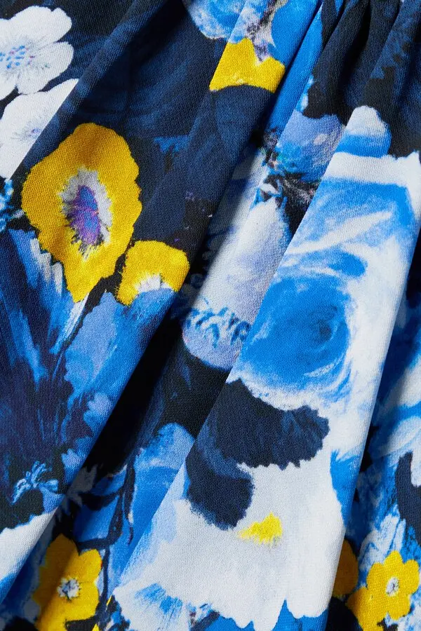 Lela Rose Floral Print Georgette Midi Dress
