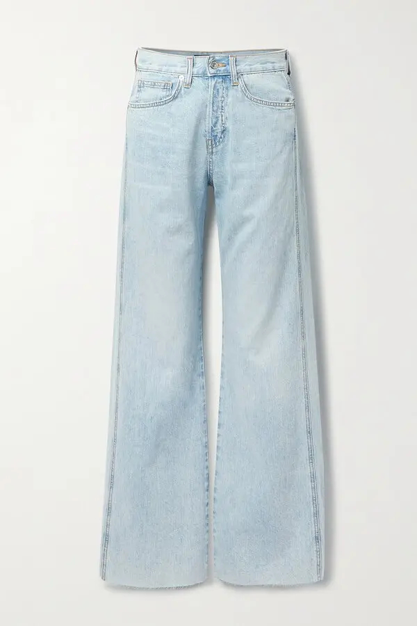 Veronica Beard Taylor Frayed High-rise Wide-leg Jeans