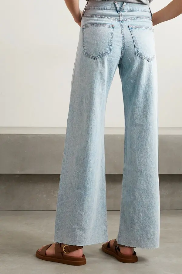 Veronica Beard Taylor Frayed High-rise Wide-leg Jeans