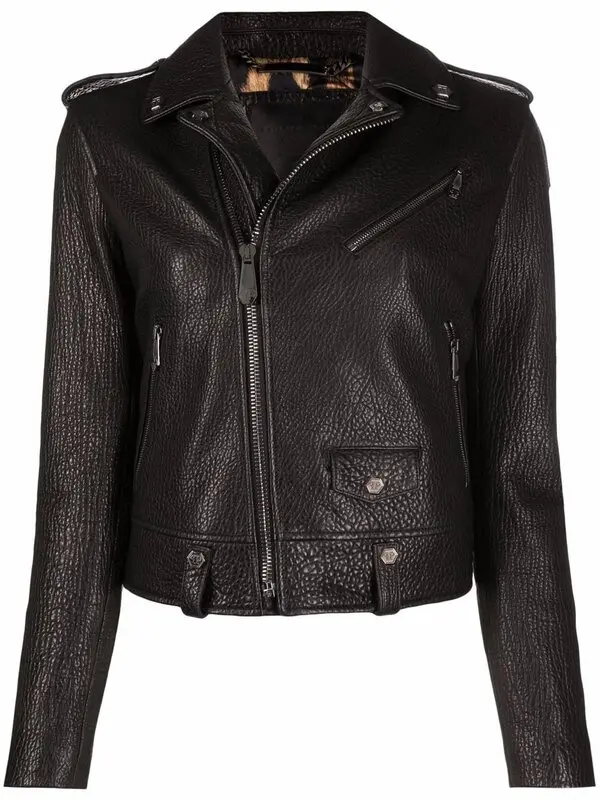Philipp Plein Iconic Leather Biker Jacket