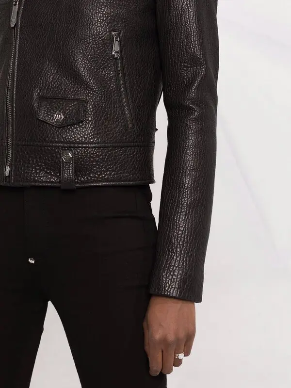 Philipp Plein Iconic Leather Biker Jacket