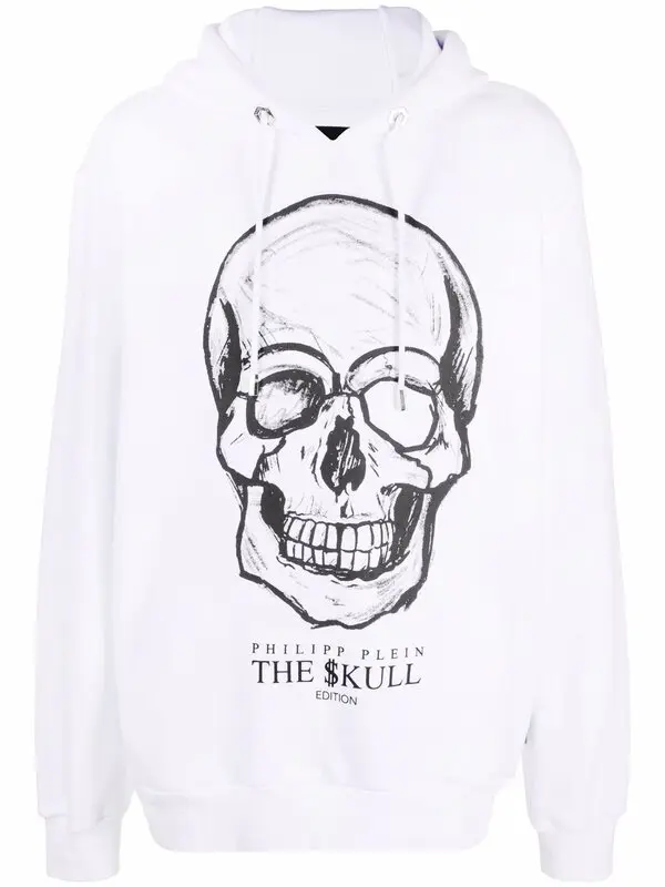 Philipp Plein Skull Print Hoodie - White