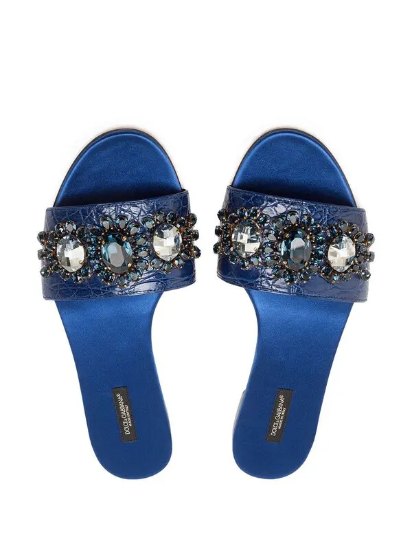 Dolce & Gabbana Bianca Crystal-embellished Slides