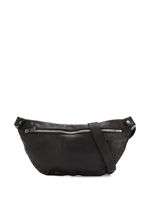 Guidi Cracked-effect Belt Bag - Black