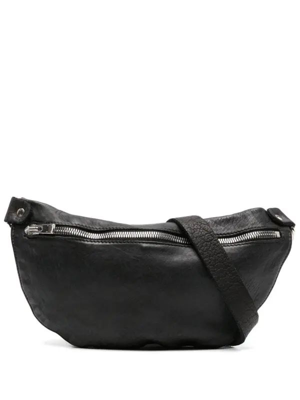 Guidi Cracked-effect Belt Bag - Black