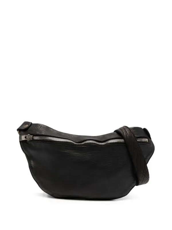 Guidi Cracked-effect Belt Bag - Black