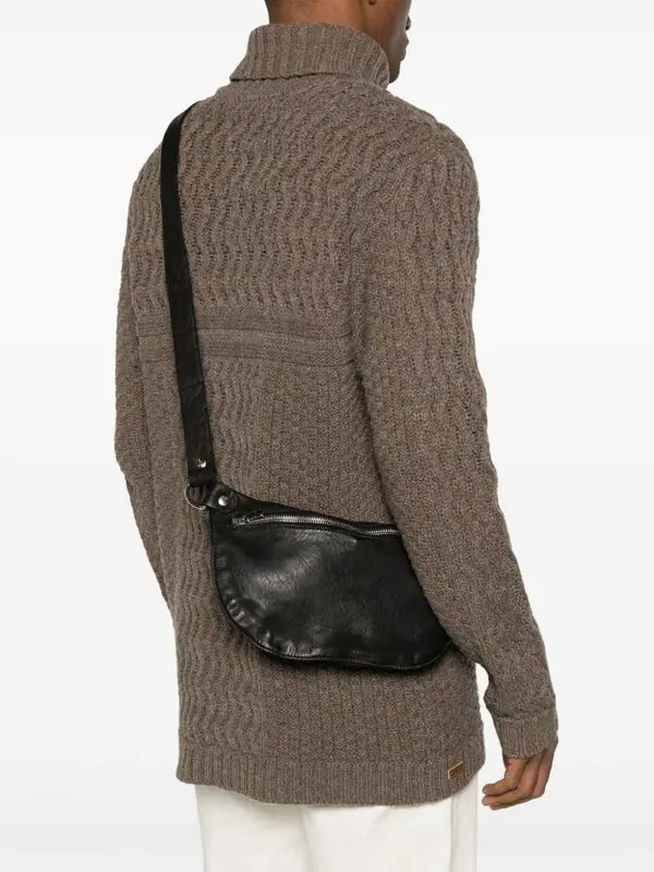 Guidi Cracked-effect Belt Bag - Black